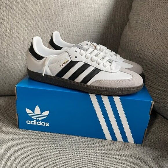 adidas | Shoes | Adidas Samba Og Leather Retro Sneakers White Black ...